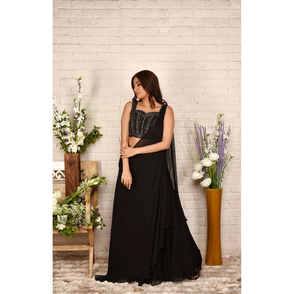 Black Layered Palazzo Set – Jiya by Veer Design Studio