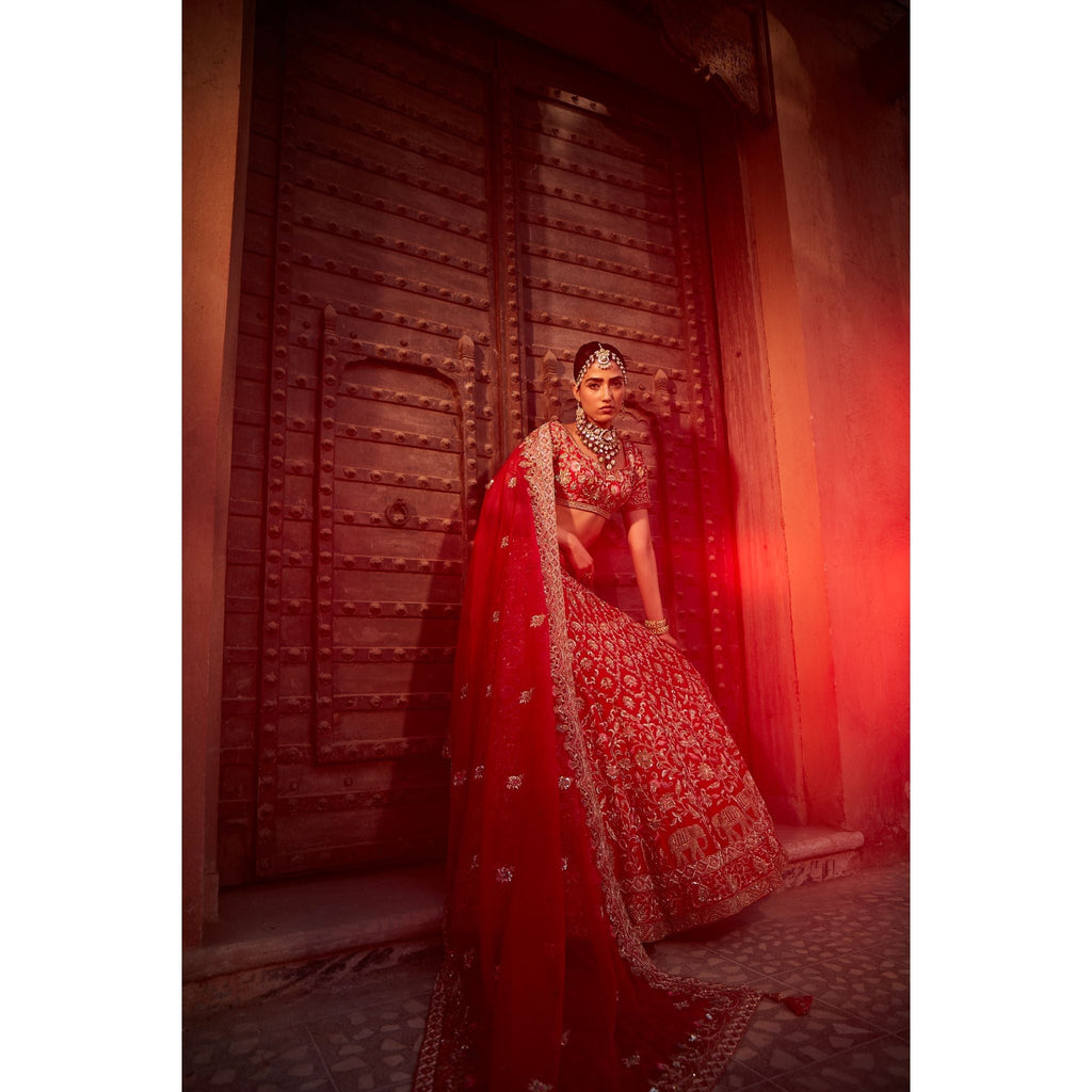 Royal Red Lehenga Set – Jiya by Veer Design Studio