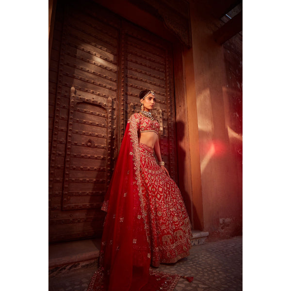 Royal Red Lehenga Set – Jiya by Veer Design Studio